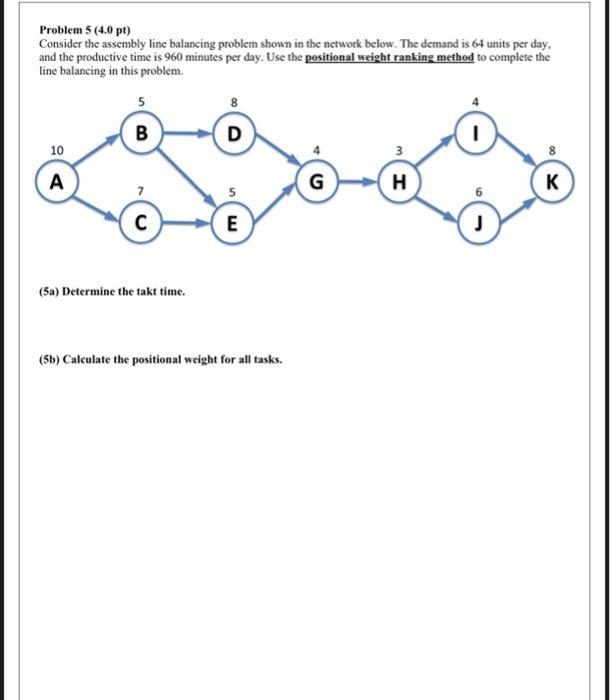 Solved Problem 5 (4.0 pt) Consider the assembly line | Chegg.com
