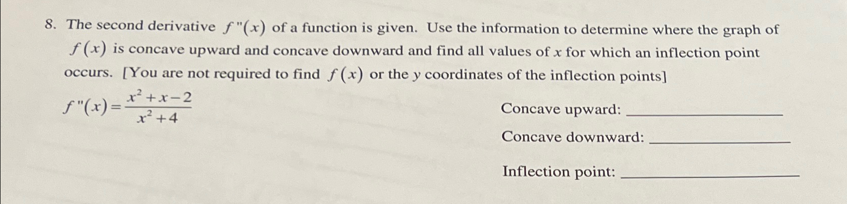 Solved The second derivative f''(x) ﻿of a function is given. | Chegg.com