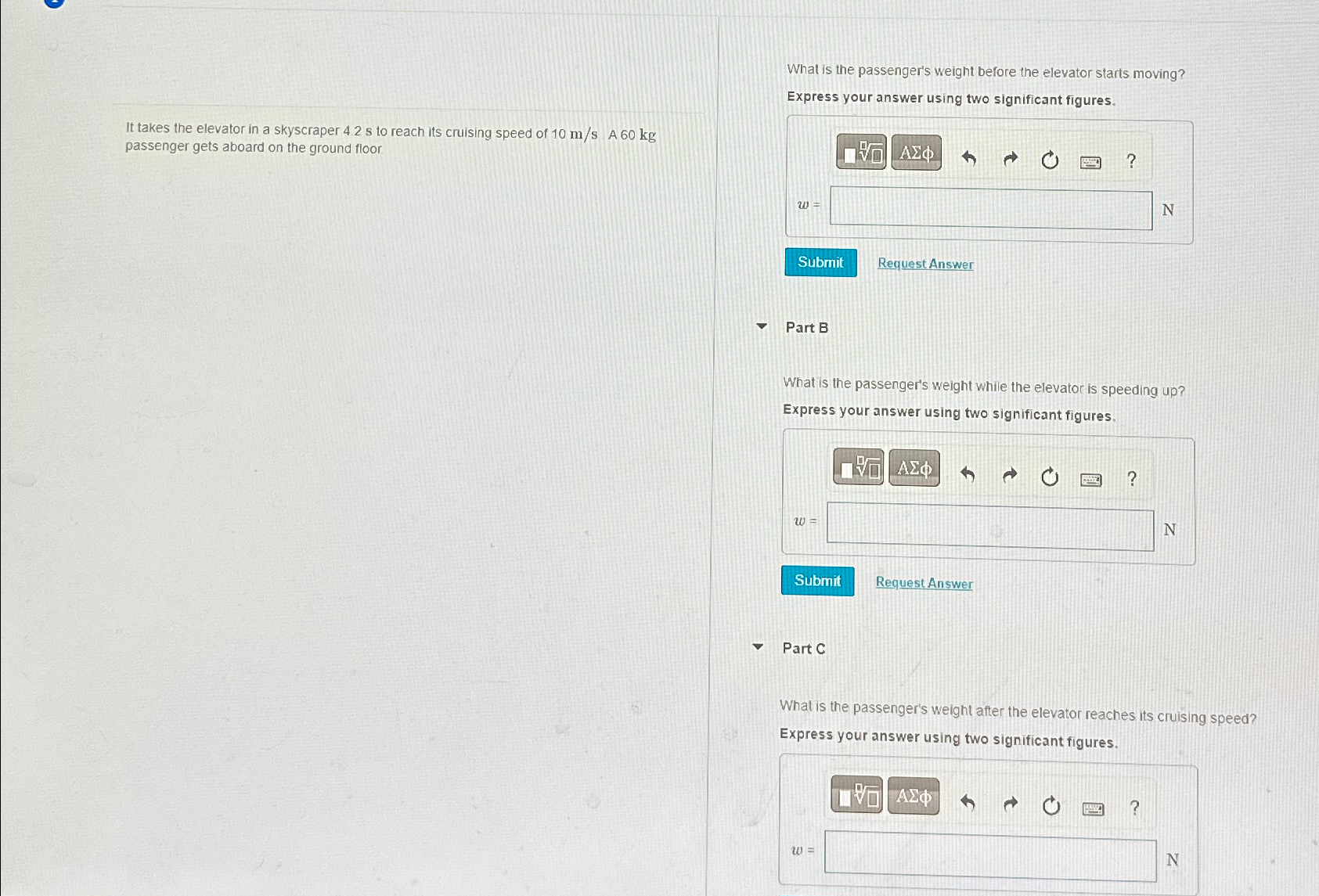 Solved What is the passenger's weight before the elevator | Chegg.com