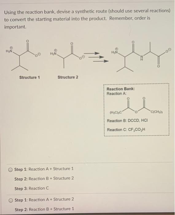Solved Using the reaction bank, devise a synthetic route | Chegg.com