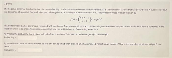 Solved The Negative Binomial Distribution Is A Discrete 4572