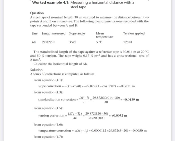 Solved Worked example 4.1: Measuring a horizontal distance | Chegg.com
