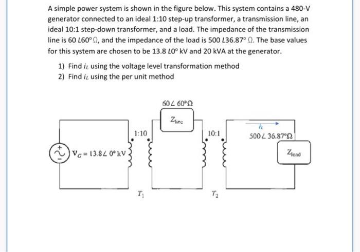 Solved A simple power system is shown in the figure below. | Chegg.com