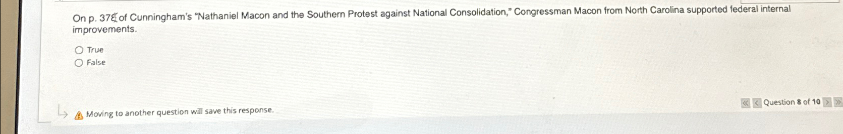 Solved On p. 37E of Cunningham's "Nathaniel Macon and the | Chegg.com