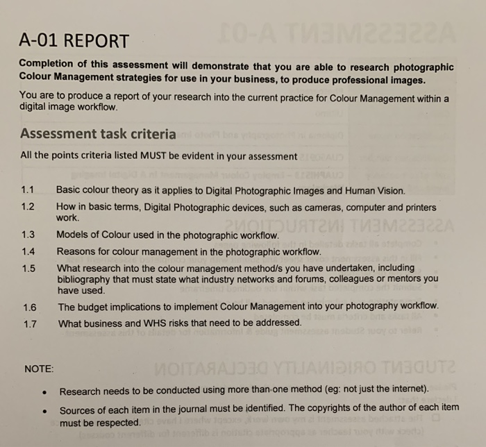 A-01 REPORT Completion of this assessment will | Chegg.com