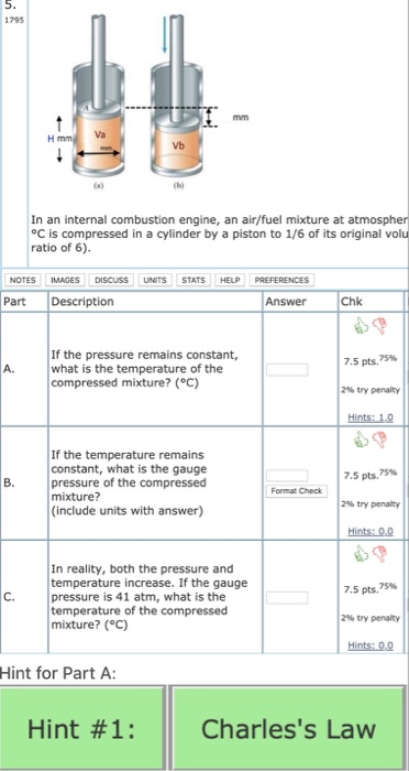 Solved 5. 1795 Hmm Va Vb In an internal combustion engine, | Chegg.com