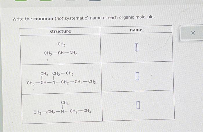 Solved Write the common (not systematic) name of each | Chegg.com