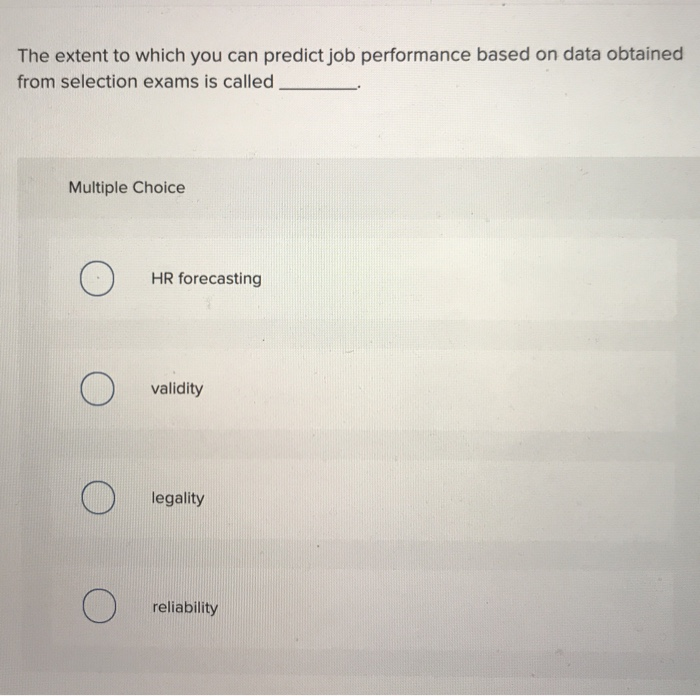 Solved The extent to which you can predict job performance | Chegg.com