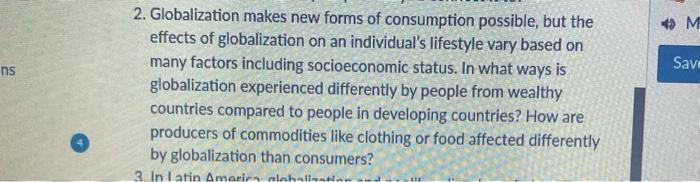 2. Globalization makes new forms of consumption | Chegg.com