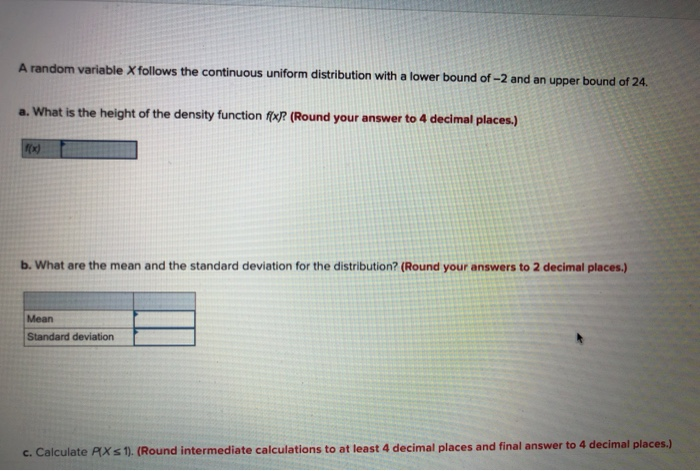 Solved A random variable Xfollows the continuous uniform | Chegg.com