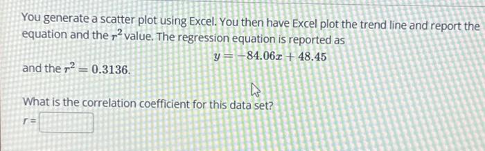 Solved You generate a scatter plot using Excel. You then | Chegg.com