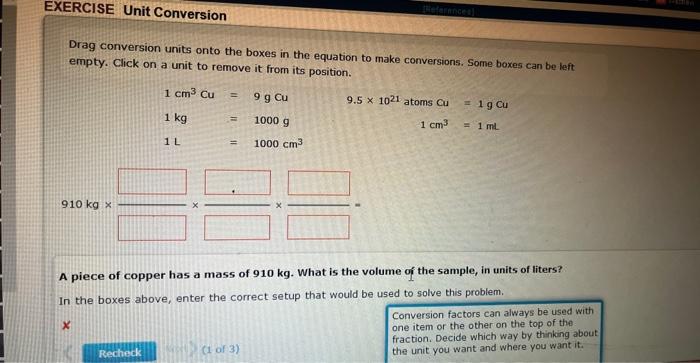 Solved Drag conversion units onto the boxes in the equation | Chegg.com