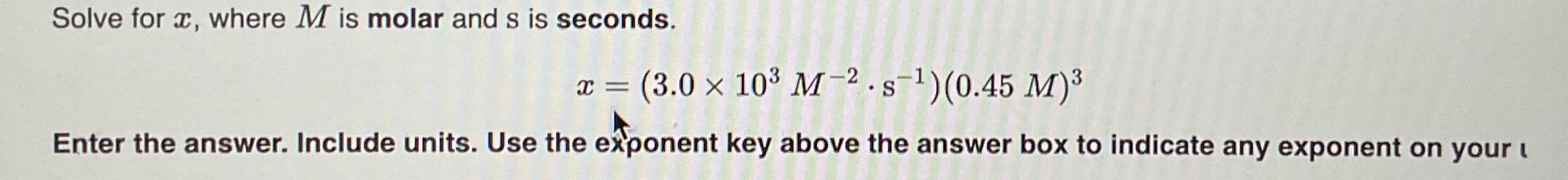 Solved Solve for x, ﻿where M ﻿is molar and s ﻿is | Chegg.com