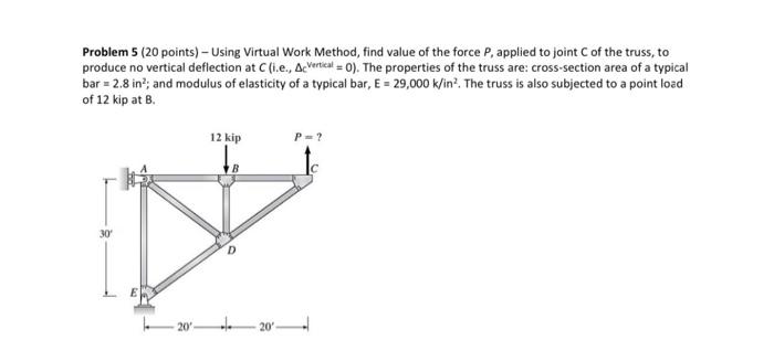 Solved Problem 5 (20 points) - Using Virtual Work Method, | Chegg.com