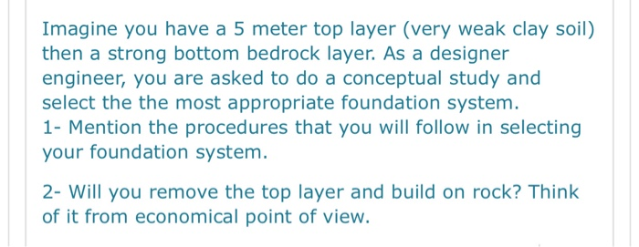 Solved Imagine you have a 5 meter top layer (very weak clay | Chegg.com