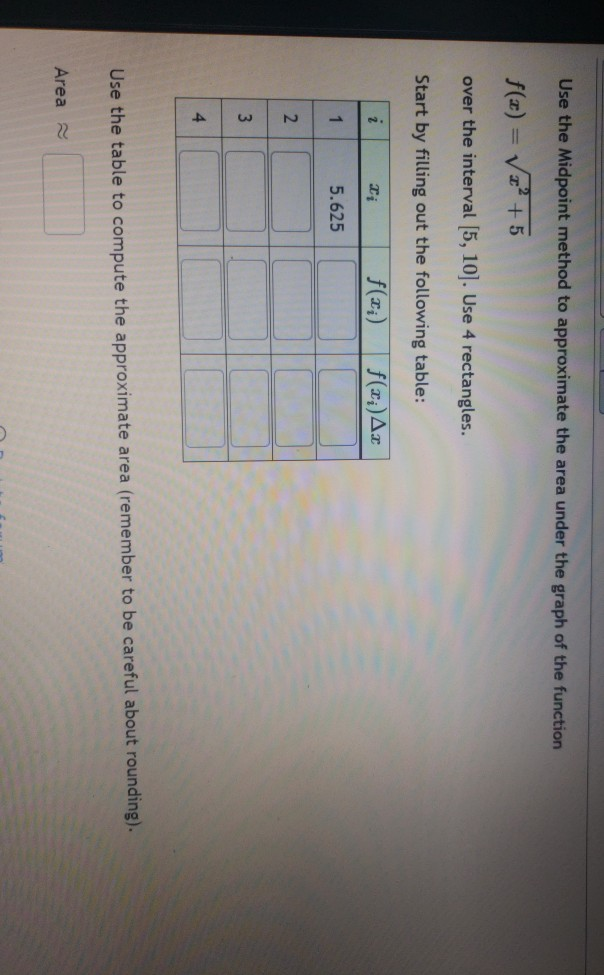 Solved Use the Midpoint method to approximate the area under | Chegg.com