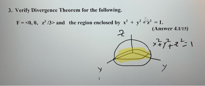 Solved 3. Verify Divergence Theorem for the following. F = | Chegg.com