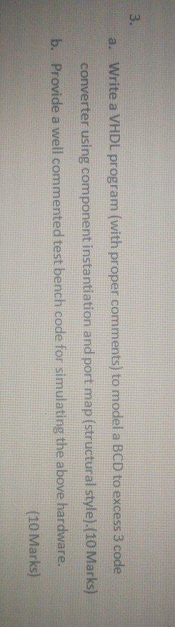 3. a. Write a VHDL program (with proper comments) to | Chegg.com