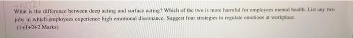 Solved 102 What is the difference between deep acting and | Chegg.com