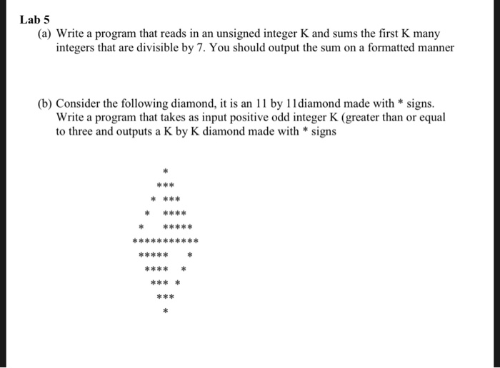 Solved Lab 5 A Write A Program That Reads In An Unsigned