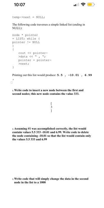 Solved Csc 260l Linked Lists Instructions Type Your Answer