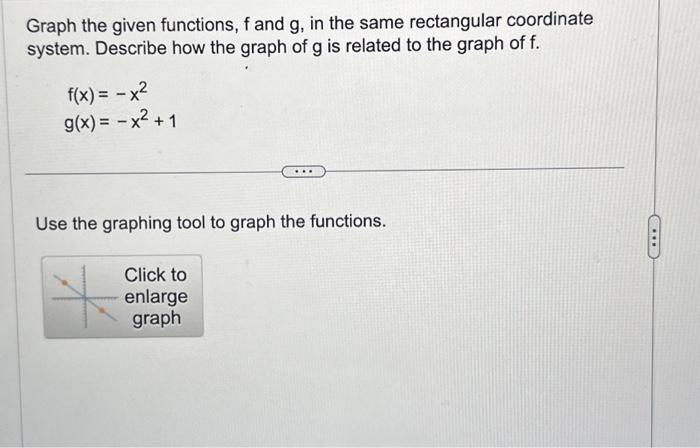 Solved Graph the given functions, f and g, in the same | Chegg.com
