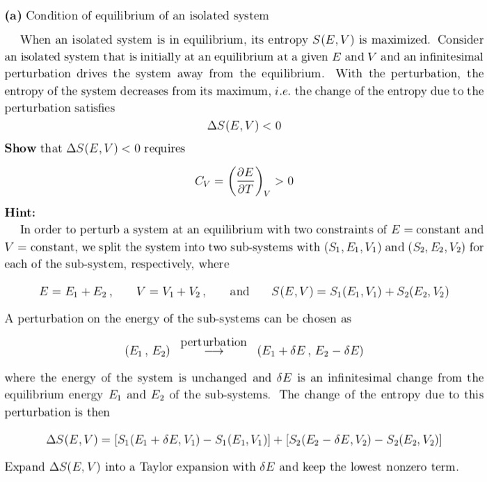 Solved (a) Condition of equilibrium of an isolated system | Chegg.com