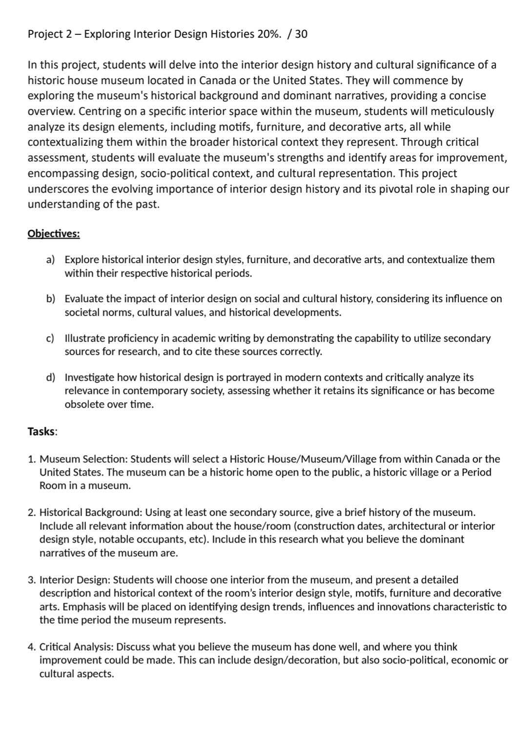 Solved Project 2 - ﻿Exploring Interior Design Histories | Chegg.com