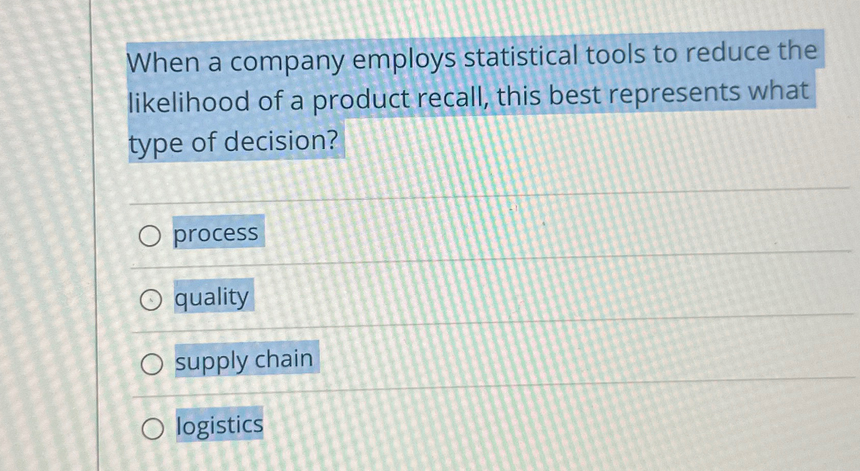 Solved When a company employs statistical tools to reduce | Chegg.com
