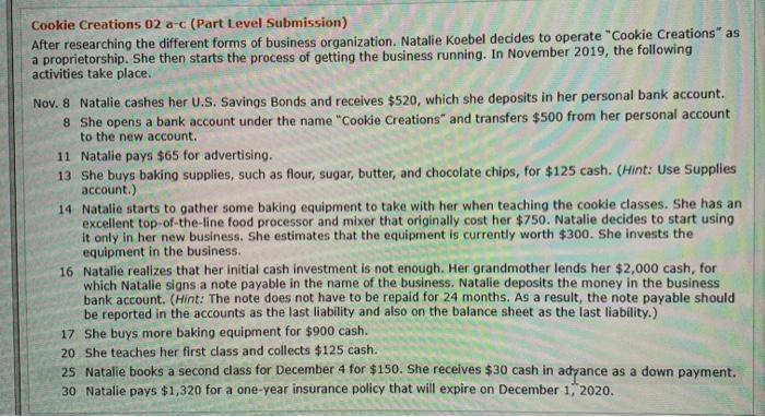 Solved Cookie Creations 02 a-c (Part Level Submission) After | Chegg.com