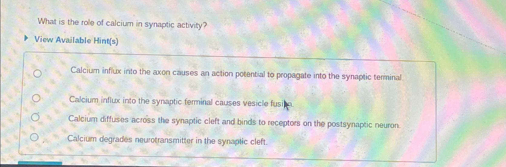 Solved What is the role of calcium in synaptic activity?View | Chegg.com