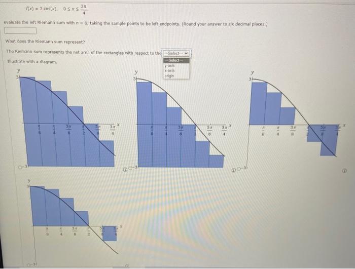 Solved F(x)=3cos(x),0≤x≤43π evaluate the left Riemann sum | Chegg.com