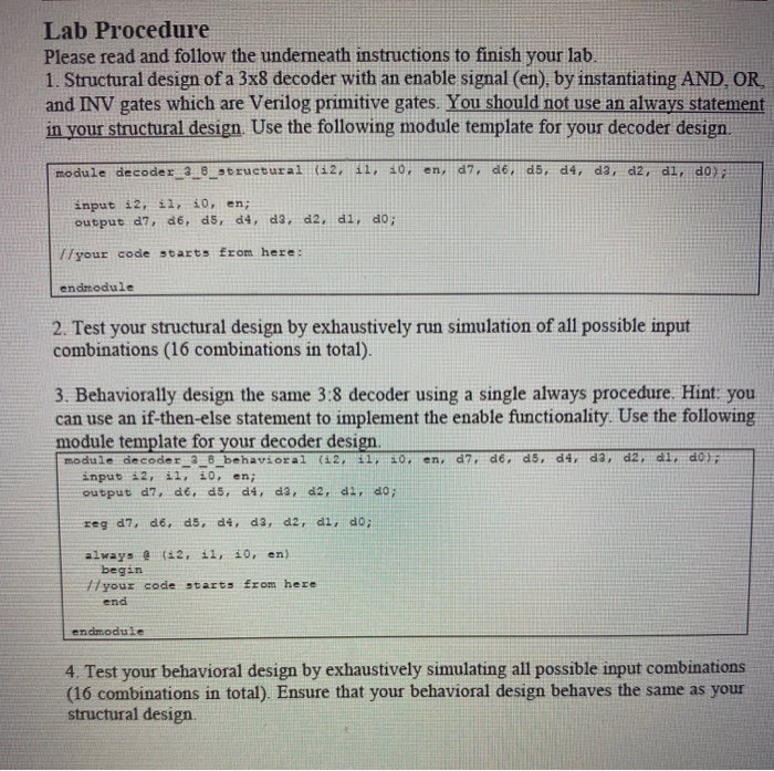 Solved ECE 426/516 Implementation of VLSI Systems with HDL | Chegg.com