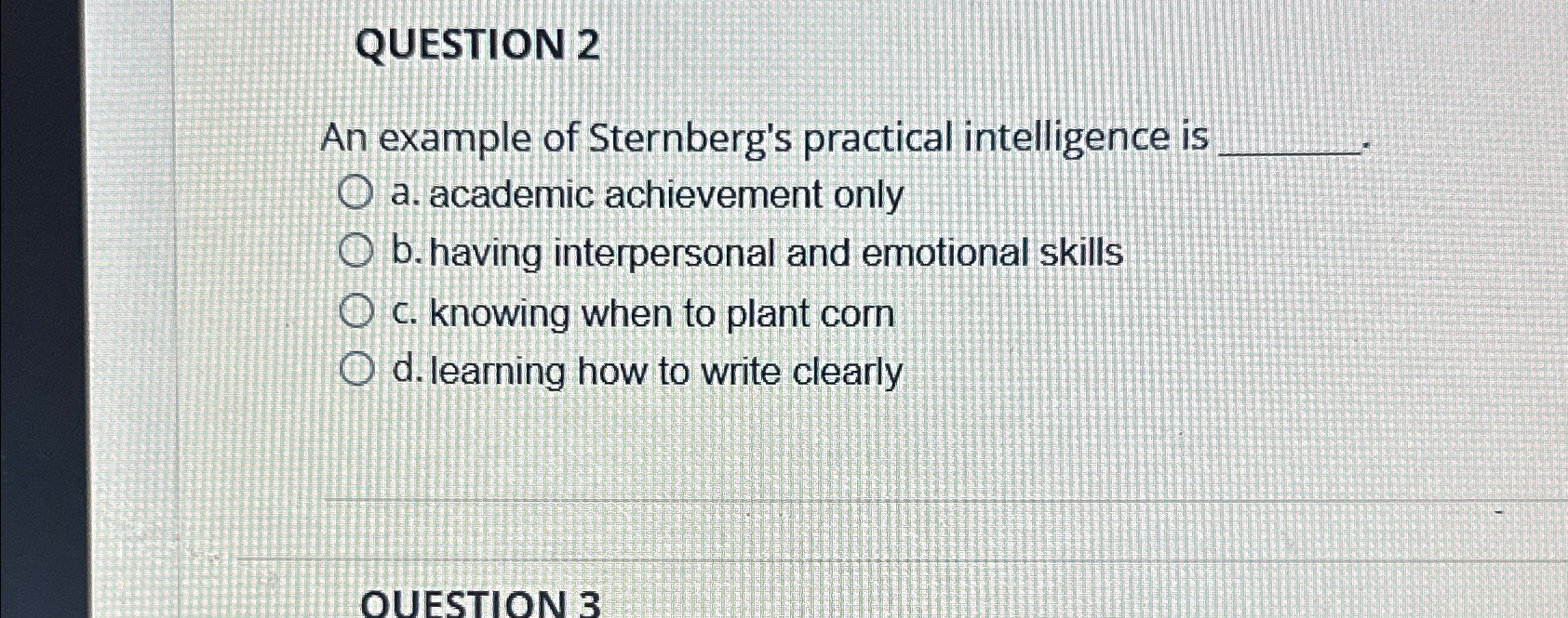Solved QUESTION 2An example of Sternberg's practical | Chegg.com