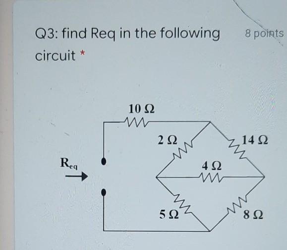 Solved 8 points Q3: find Req in the following circuit * 10 Ω | Chegg.com