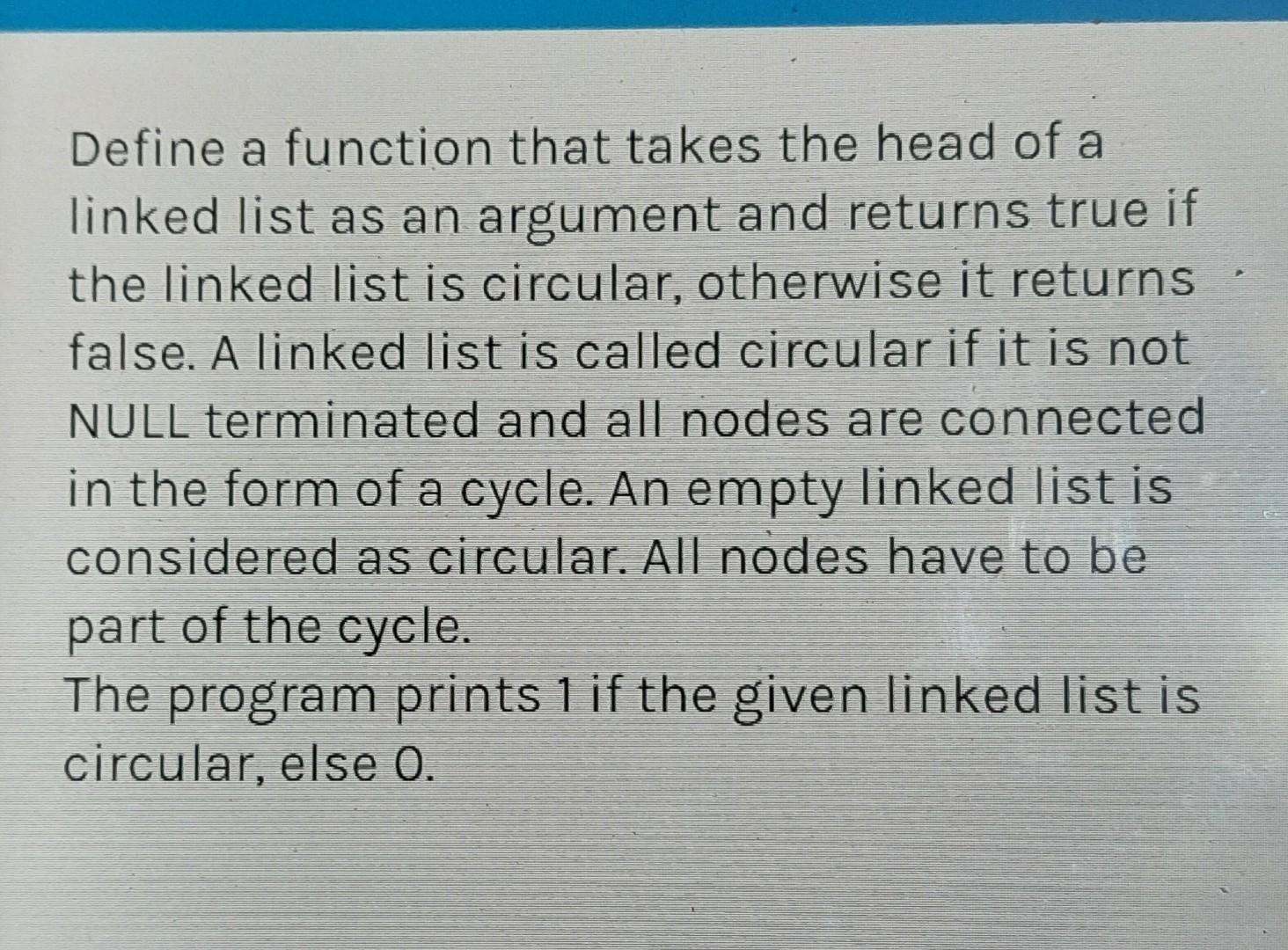 Solved Define a function that takes the head of a linked | Chegg.com