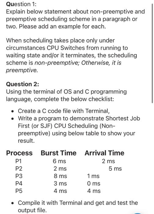Solved two. Please add an example for each. When scheduling | Chegg.com