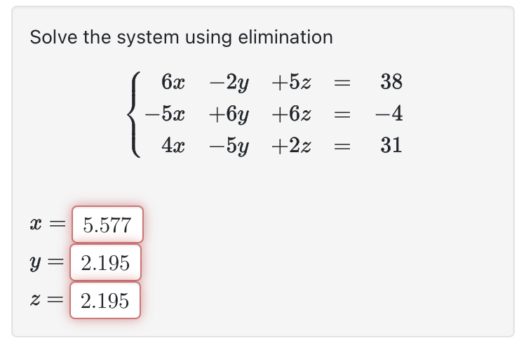 Solved Solve the linear system using | Chegg.com