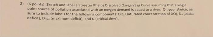 Solved 2) (6 points) Sketch and label a Streeter Phelps | Chegg.com