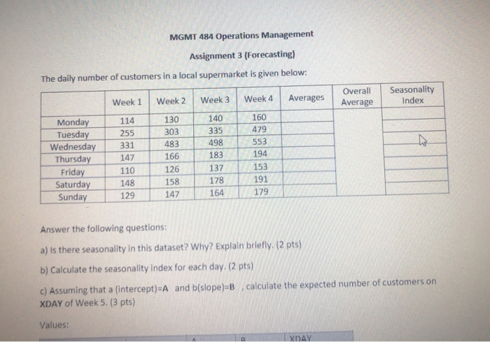 Solved MGMT 484 Operations Management Assignment 3 | Chegg.com