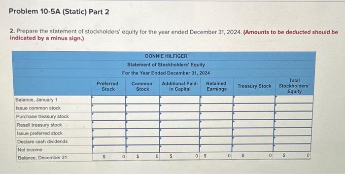 Solved Just need problem 10-5A (Static) Part 2 2. prepare | Chegg.com