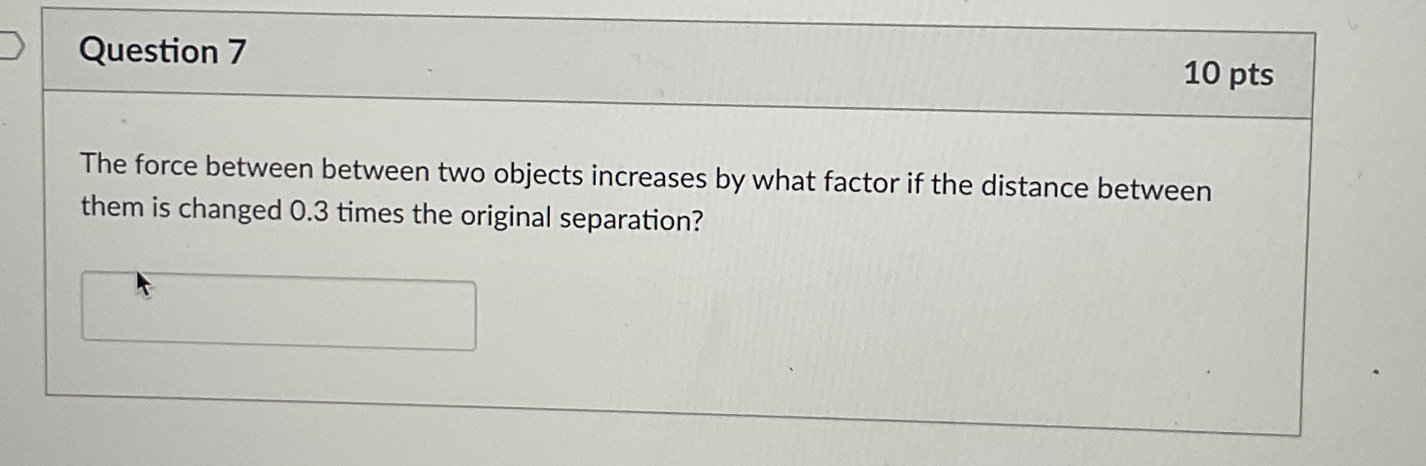 Solved Question 710 ﻿ptsThe force between between two | Chegg.com