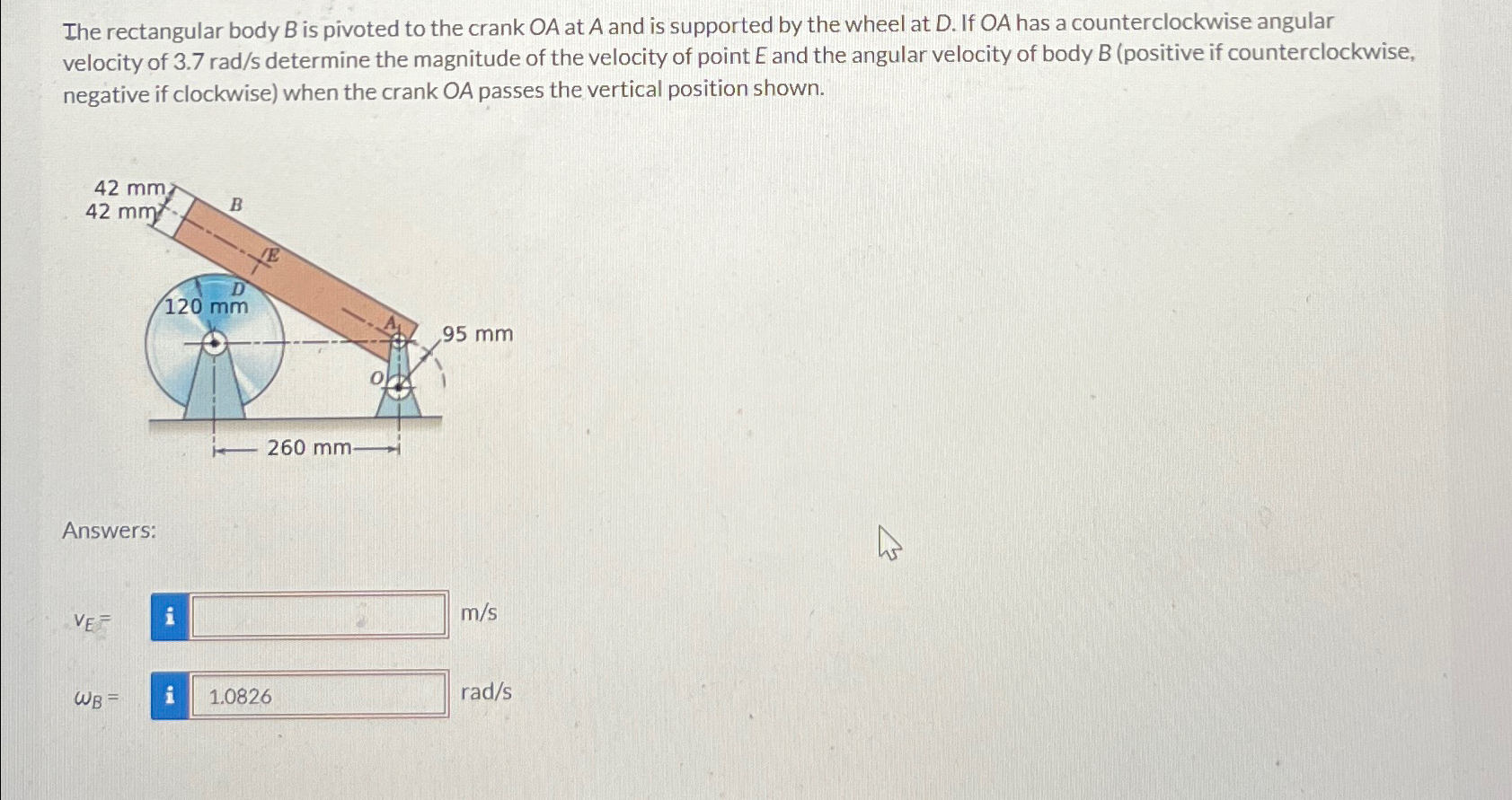 Solved The rectangular body B ﻿is pivoted to the crank OA | Chegg.com