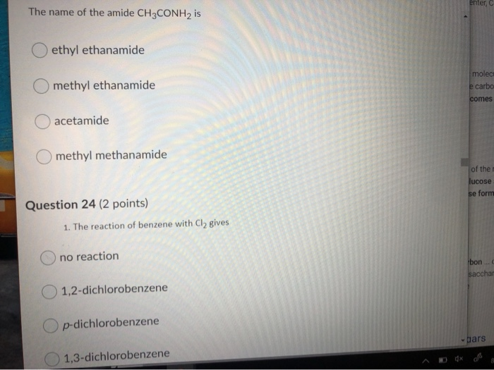 Solved enter The name of the amide CH3CONH2 is ethyl | Chegg.com