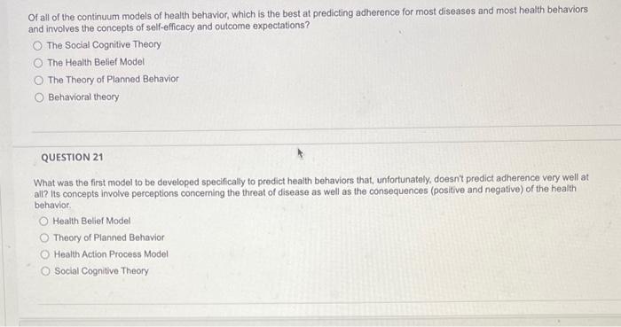 Solved Of all of the continuum models of health behavior, | Chegg.com