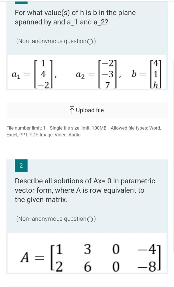Solved For what value(s) of h is b in the plane spanned by | Chegg.com