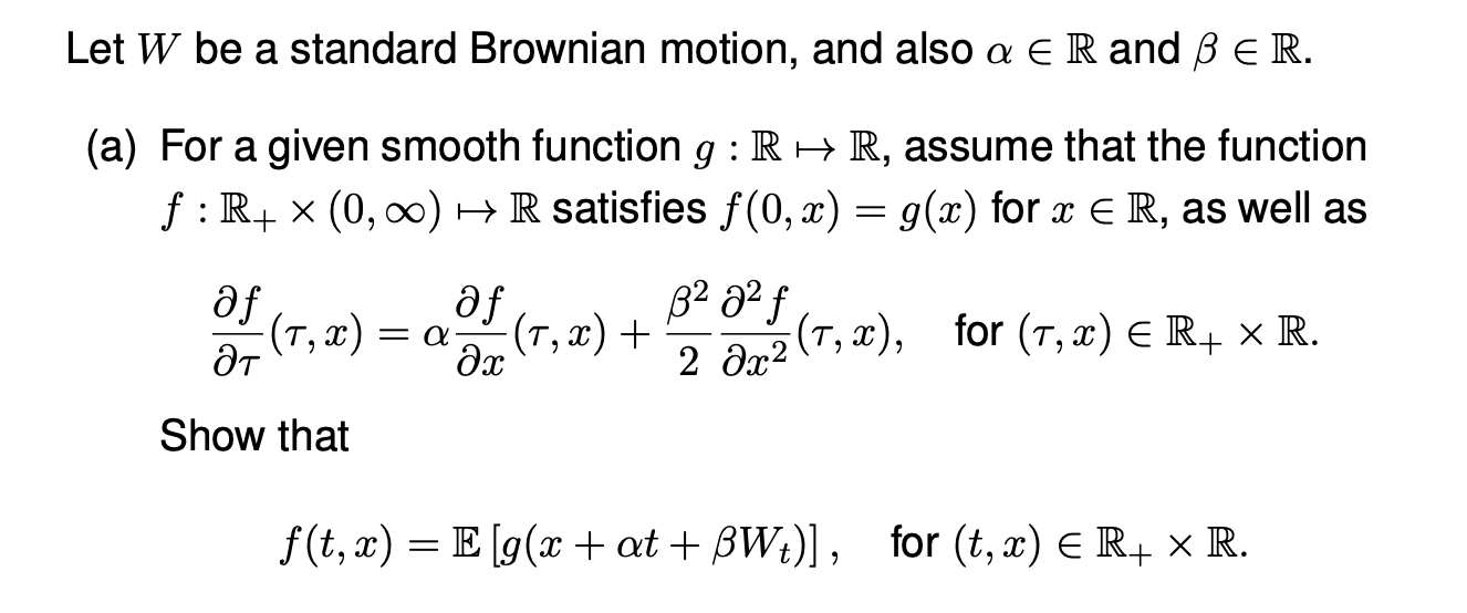 Solved Let W ﻿be a standard Brownian motion, and also αinR | Chegg.com