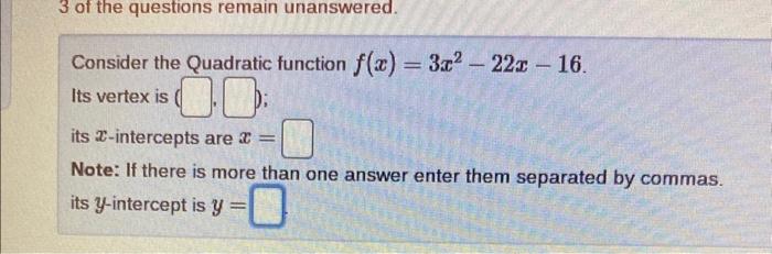 [Solved]: Consider the Quadratic function ( f(x)=3 x^{2}-2