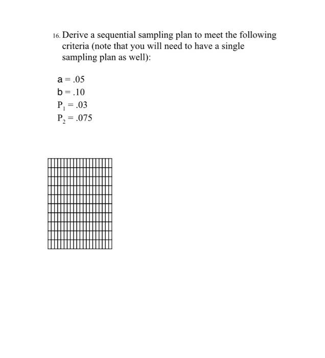 Solved 16. Derive a sequential sampling plan to meet the | Chegg.com