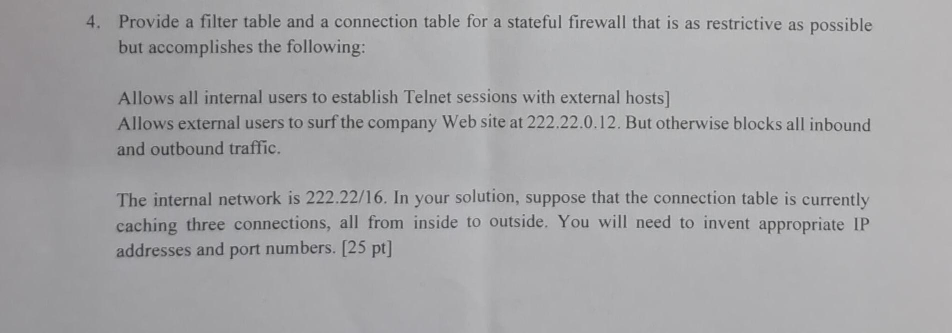 Solved Provide a filter table and a connection table for a | Chegg.com